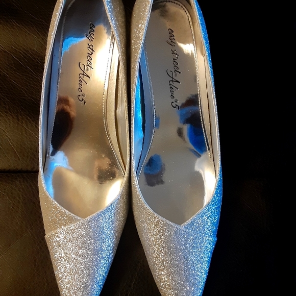 easy street | Shoes | Easy Street Alive 5 3 Inch Silver Heels | Poshmark